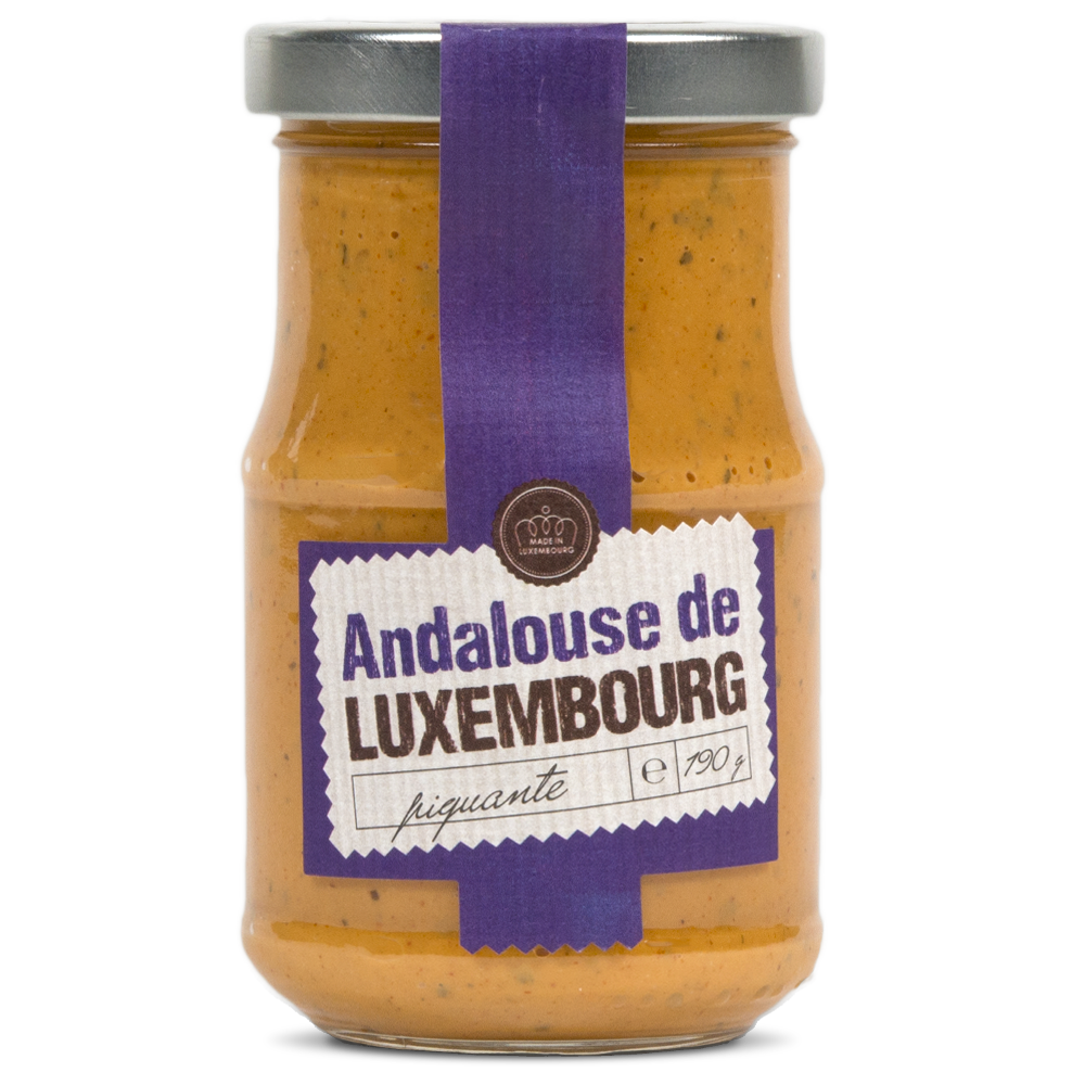 Tangy Andalouse sauce in 190g jar – Moutarderie de Luxembourg